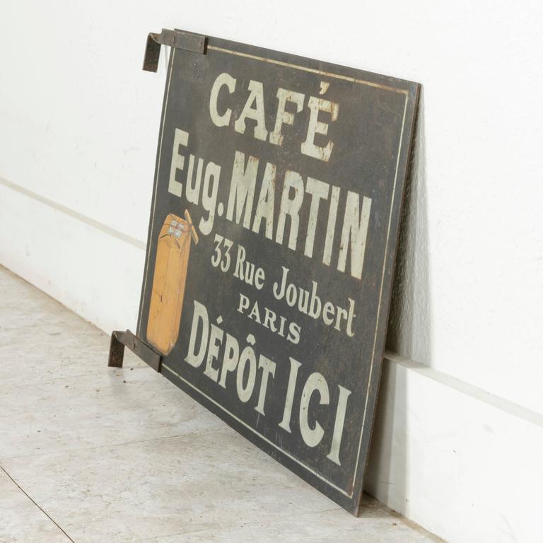 Rare Early 20th Century French Hand-Painted Double Faced Iron Cafe ...