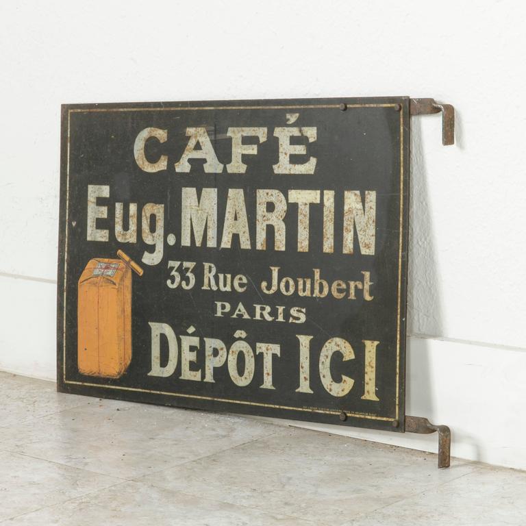 Rare Early 20th Century French Hand-Painted Double Faced Iron Cafe ...