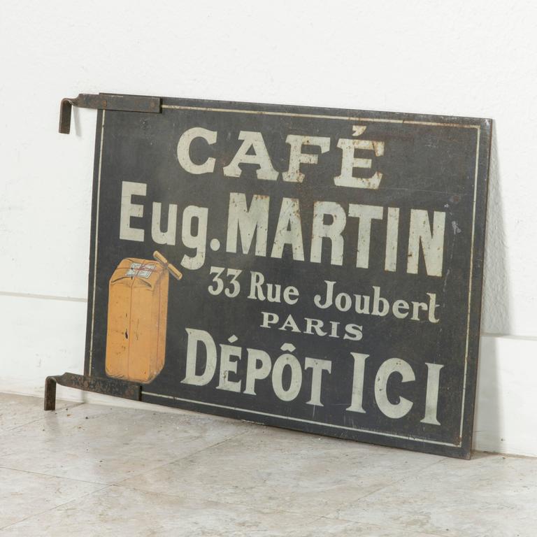 Rare Early 20th Century French Hand-Painted Double Faced Iron Cafe ...
