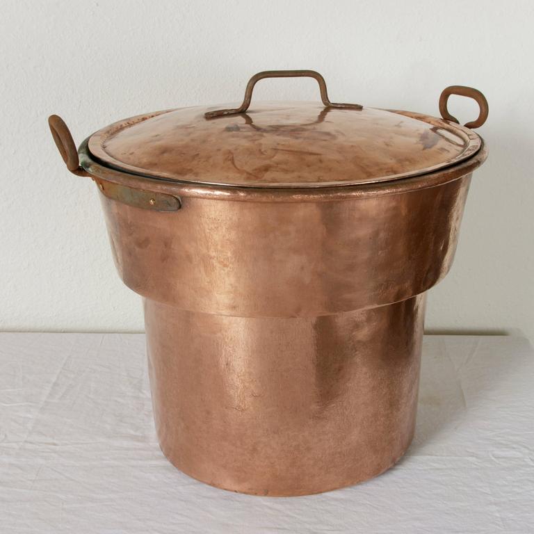 Very Large 19th Century French Copper Stock Pot or Cauldron with Lid at ...