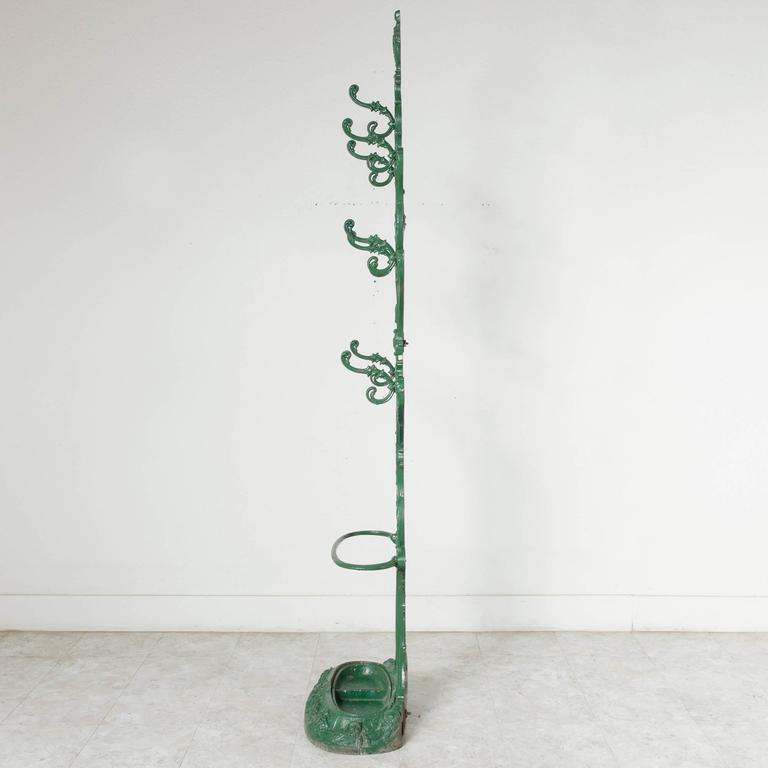 Late 19th Century Cast Iron Hall Tree with Mirror, Seven Hooks, and ...