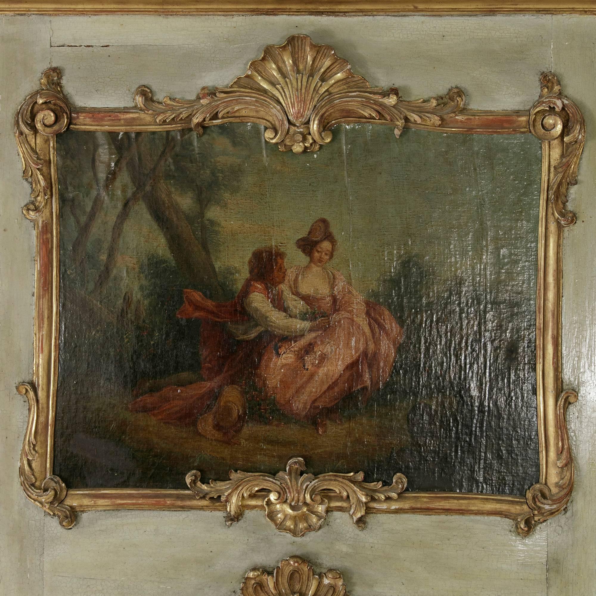 Early 18th Century French Regency Period Painted Trumeau Mirror, Oil ...