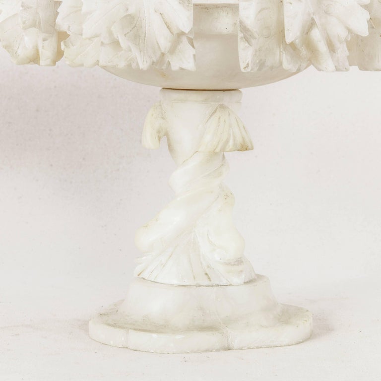 Late 19th Century French Hand-Carved Alabaster Compote or Pedestal Bowl ...