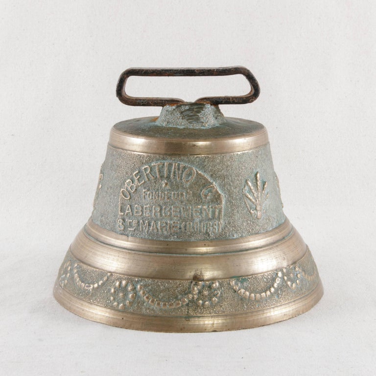 19th Century French Cast Bronze Cow Bell Marked by the Foundry ...