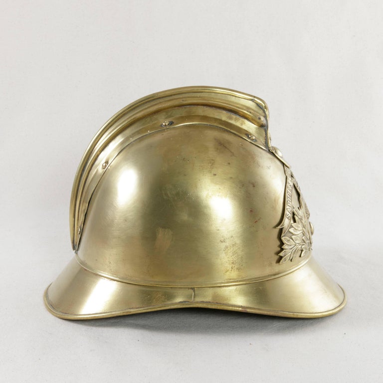 Brass Fireman's Helmet with Original Plaque of Origin in France, circa ...