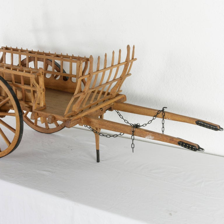 Hand-Carved French Large-Scale Wooden Model Hay Wagon with Iron Trimmed ...