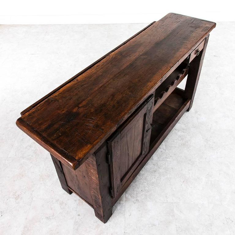 Rustic Antique French Carpenter's Work Bench or Console with Wine Rack ...