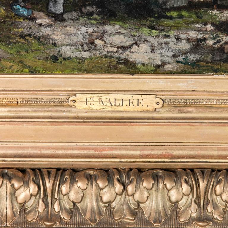 19th Century Oil on Canvas Cliffside Seascape by Etienne Vallee in Museum Frame at 1stDibs