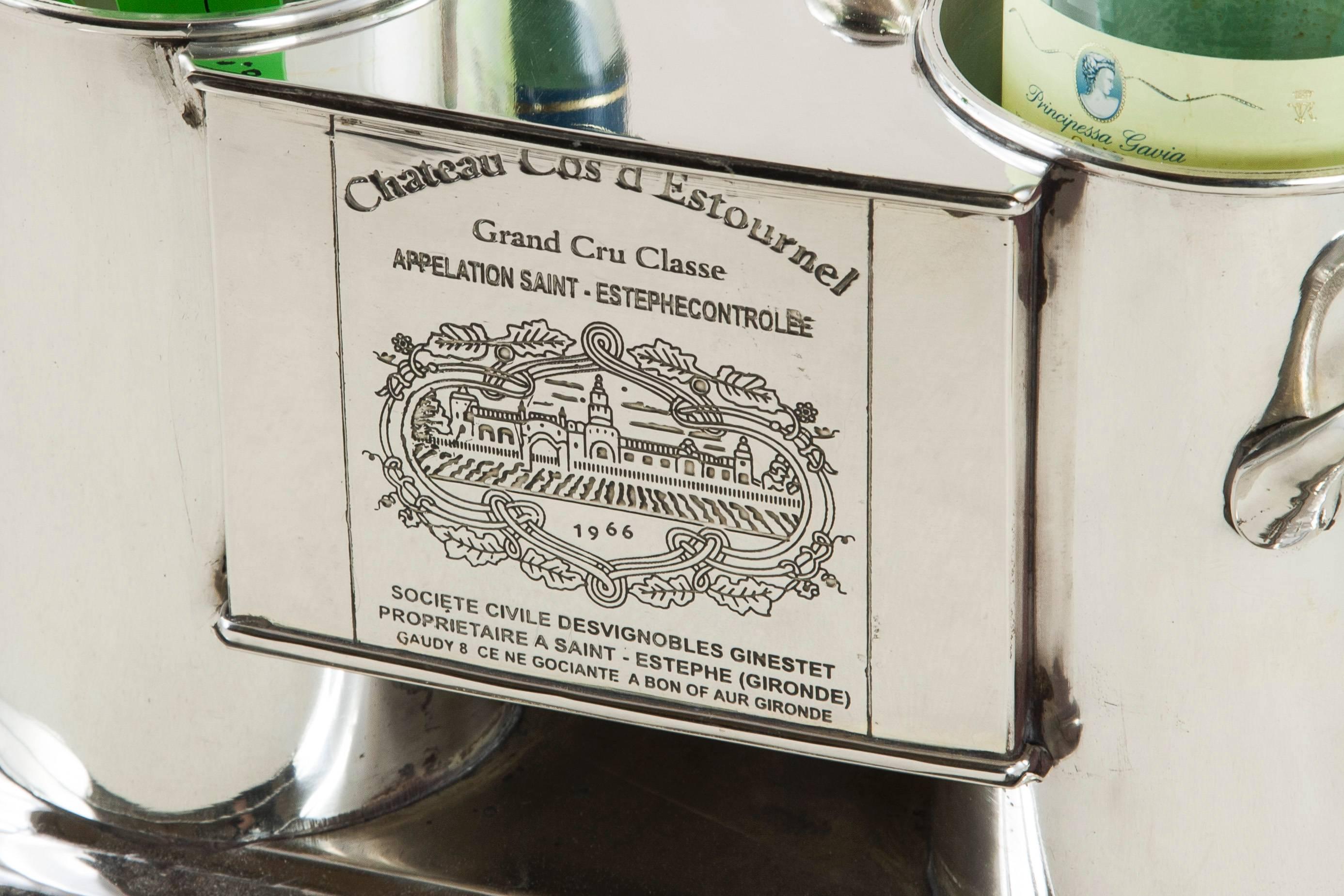 Mid-Century French Silver Wine Chiller with Engraved Wine Labels, 1966 ...