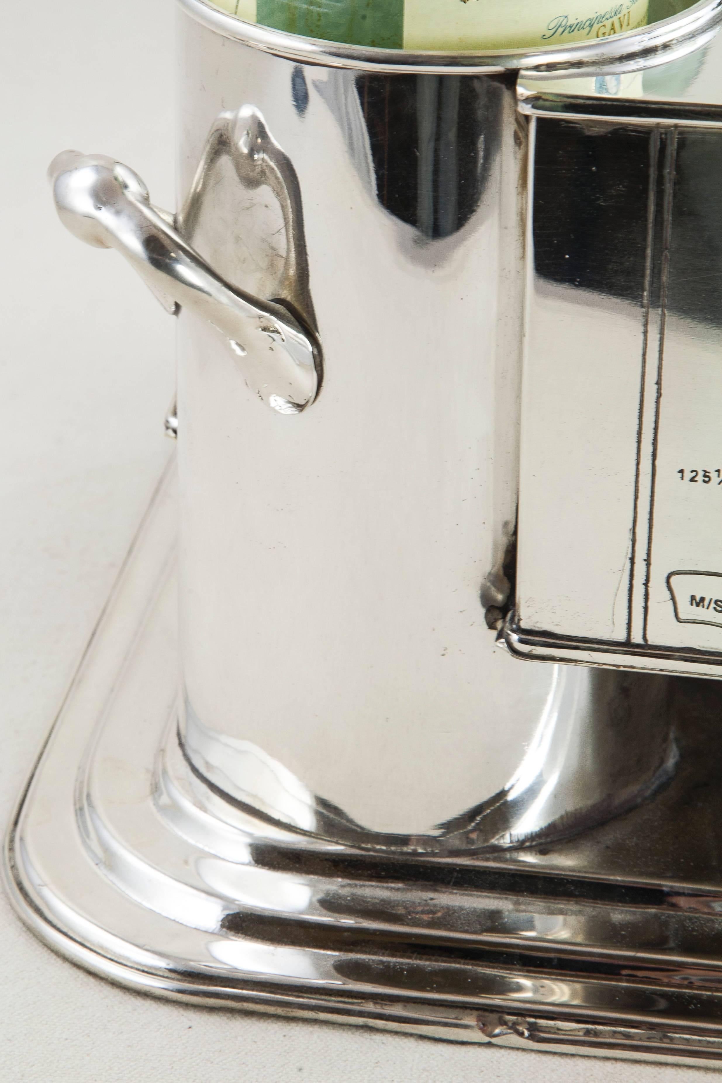 Mid-Century French Silver Wine Chiller with Engraved Wine Labels, 1966 ...