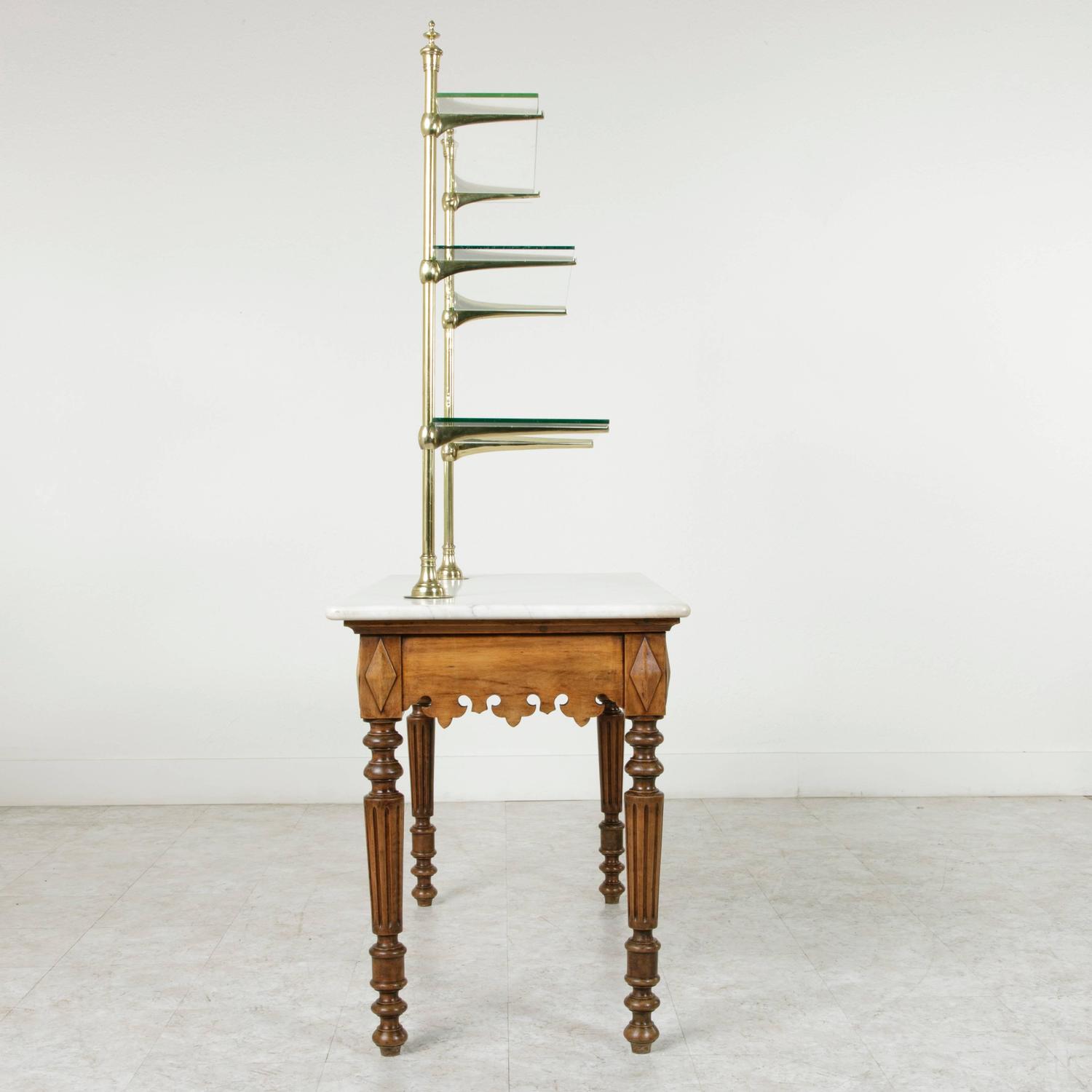 Antique Marble-Top Pastry Table with Bronze Display Shelves from Paris ...