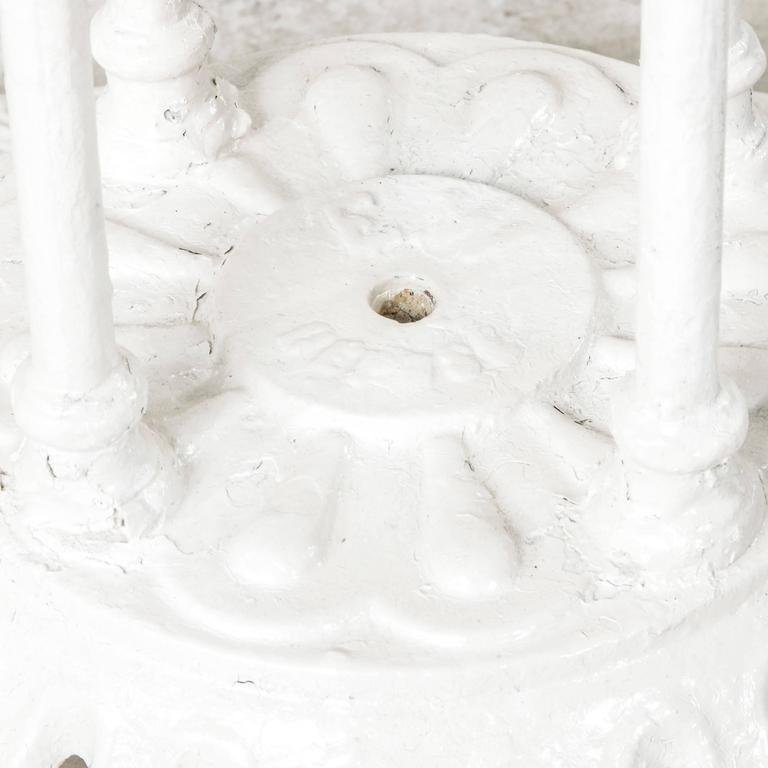 19th Century French Paris Round White Bistro Table with Cast Iron Base ...