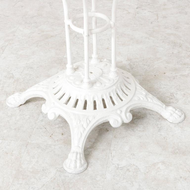 19th Century French Paris Round White Bistro Table with Cast Iron Base ...