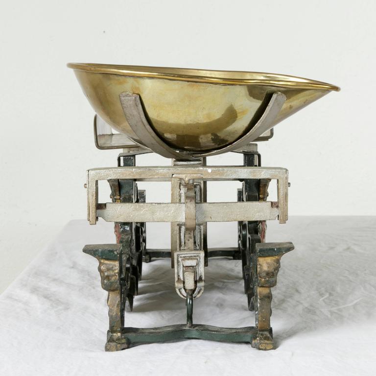 19th Century Very Large French Iron Butcher Scales with Brass Pans and ...