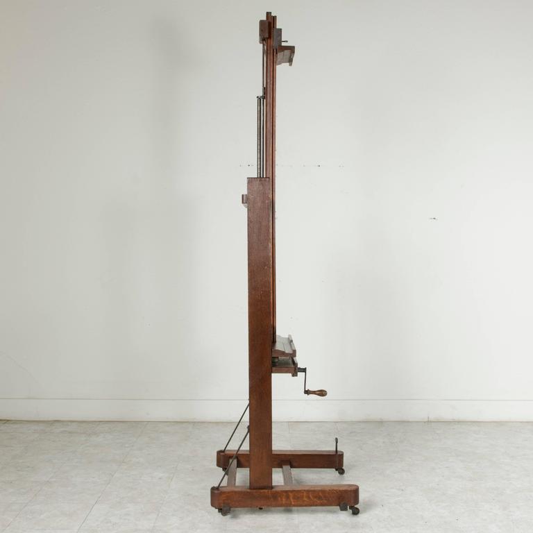 Rare Adjustable Two Ways 19th Century French Oak Floor Easel with ...