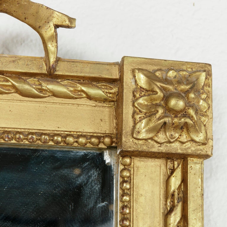 19th Century French Louis XVI Style Giltwood Mirror with Ribbon and Bow ...