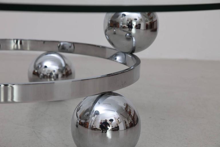 Round Chrome Sputnik Atomic Coffee Table with Glass Top at 1stDibs