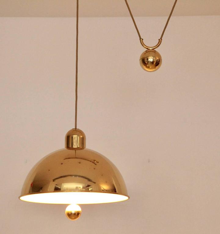Brass and Counter Weight Pendant Lamp, 1960s, Germany at 1stDibs