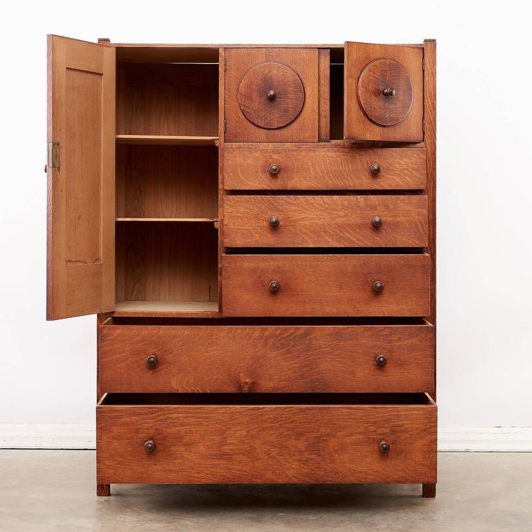 Arts and Crafts Oak Chest of Drawers at 1stDibs