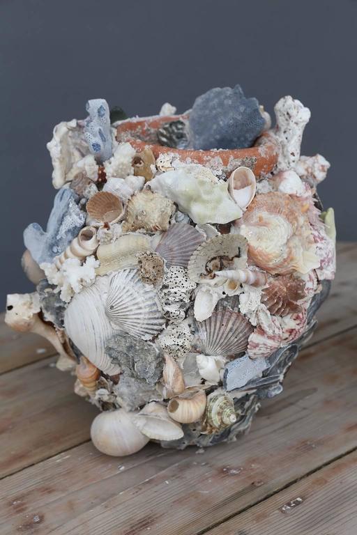 Shell-Covered Terracotta Cache-Pots at 1stDibs | cache pots for sale