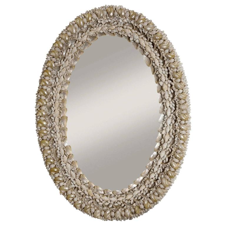 Shell-Covered Oval Mirror at 1stDibs