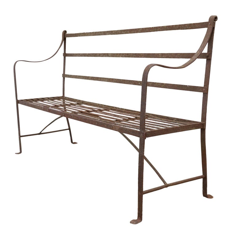 Vintage Wrought Iron Garden Bench at 1stdibs