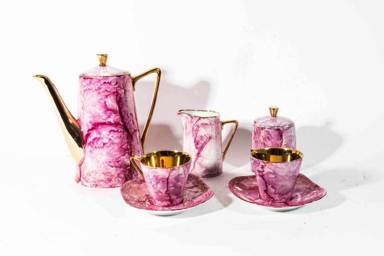 Vintage European Watercolor Finish Tea Service at 1stDibs