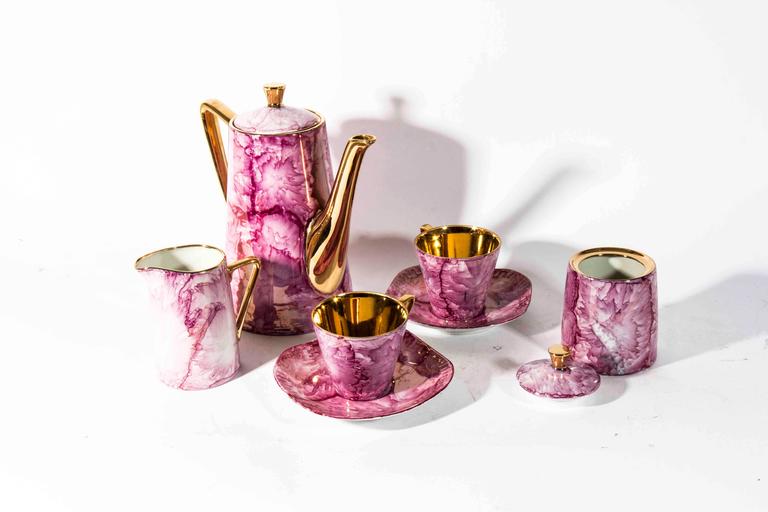 Vintage European Watercolor Finish Tea Service at 1stDibs