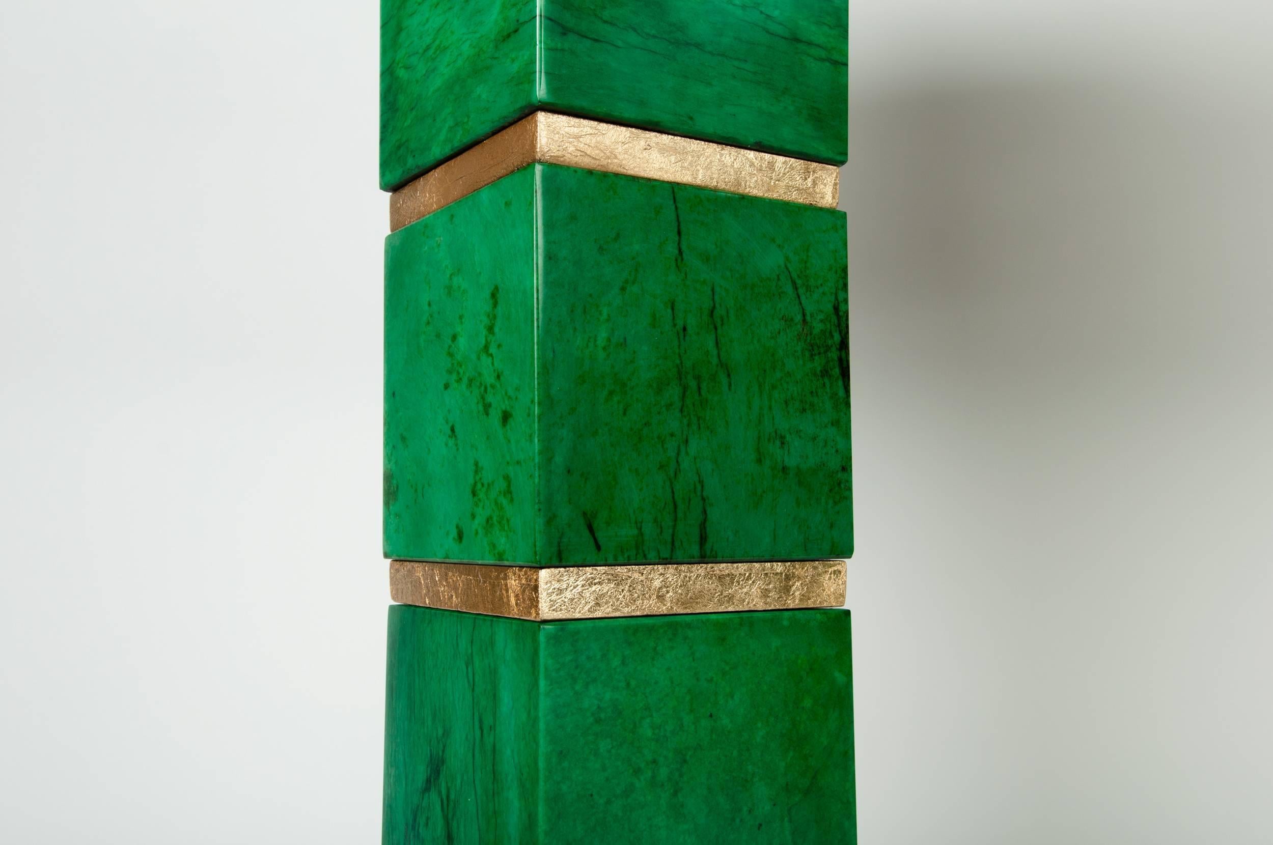 Pair of Very Heavy Green Jade Lamp at 1stDibs