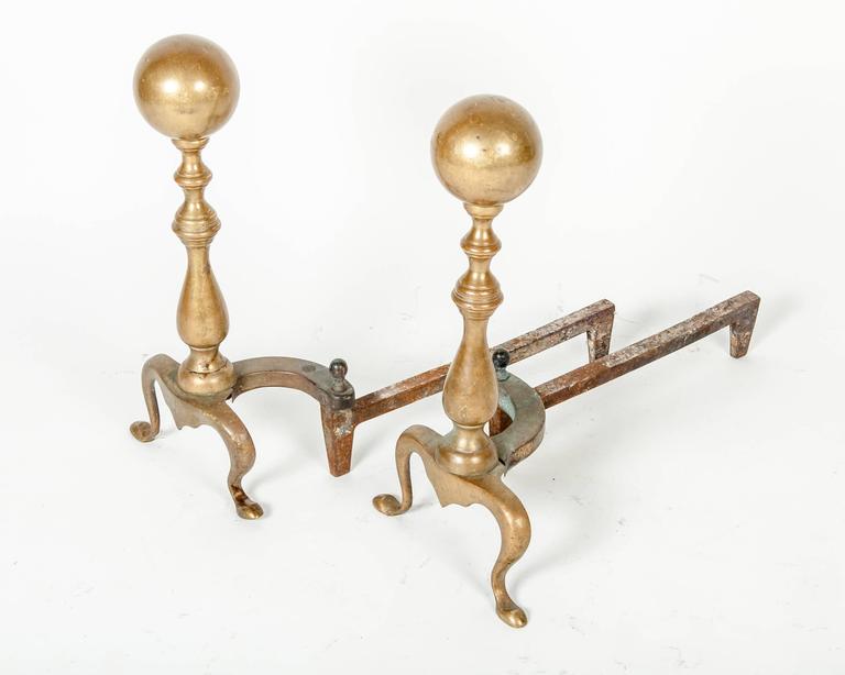 Vintage Brass Andirons at 1stDibs