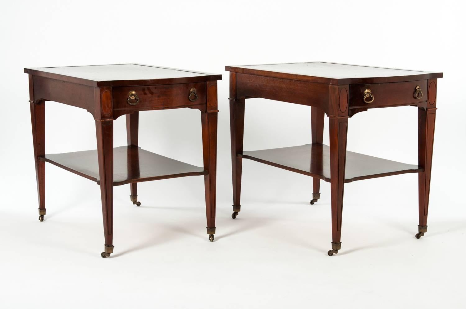 Vintage Pair of Side / End Tables with Leather Top at 1stDibs | vintage ...