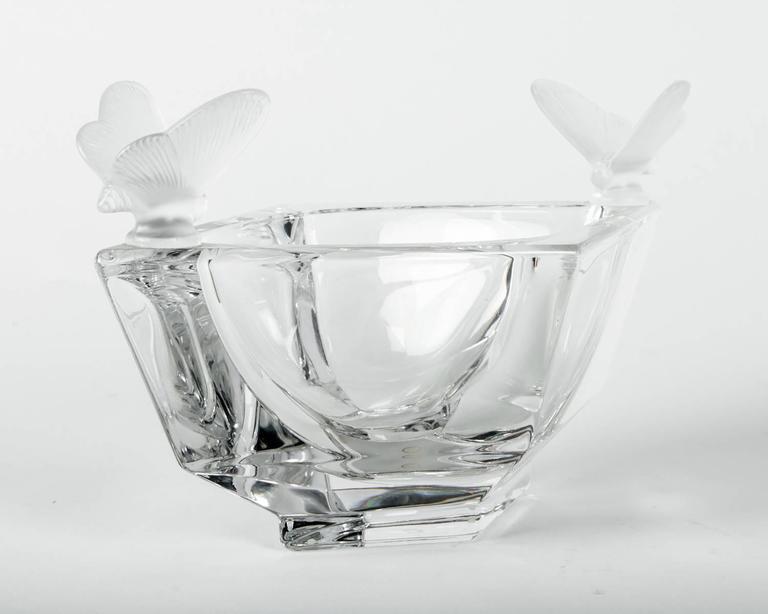 Vintage Cristal de Sèvres Glass Bowl, France, 1920 with Butterflies at ...