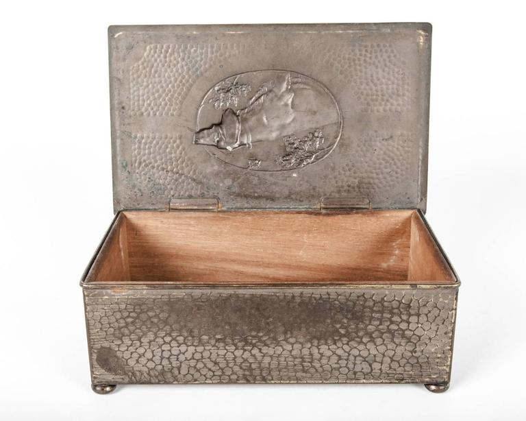 Antique German Brass Box with Wood Interior at 1stDibs