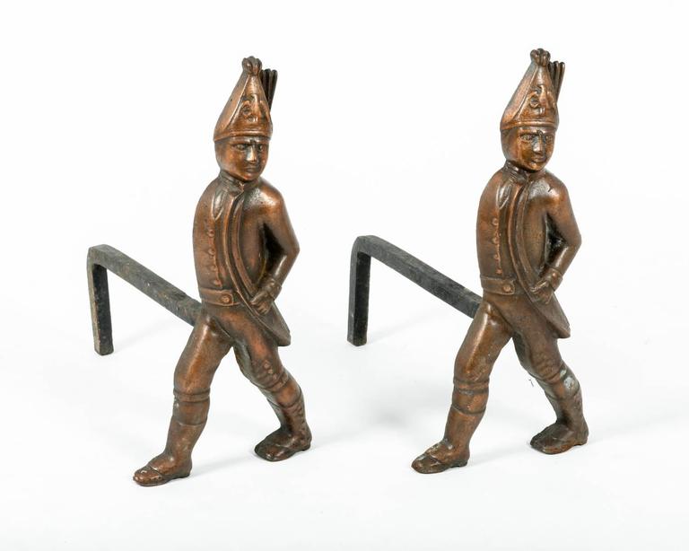 Pair of Hessian Soldier Figural Andirons at 1stDibs