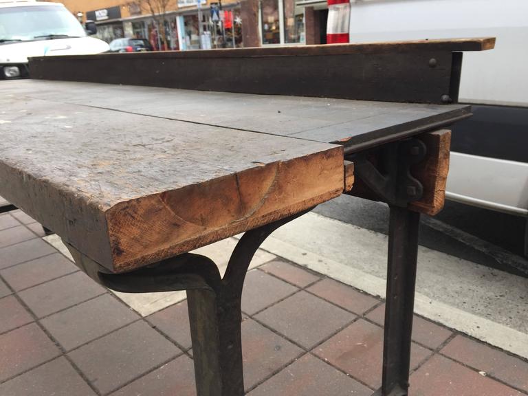 Wood and Iron Factory Work Bench at 1stDibs
