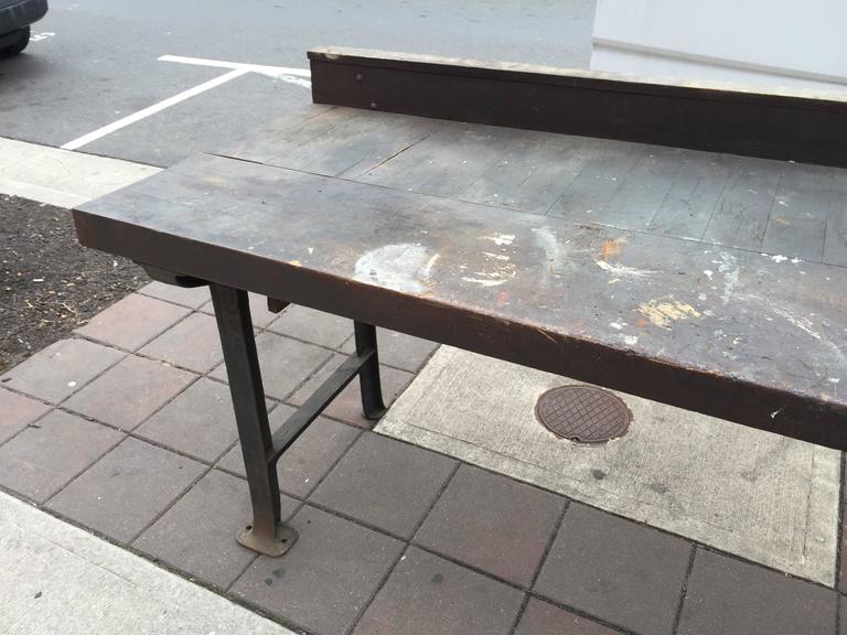 Wood and Iron Factory Work Bench at 1stDibs