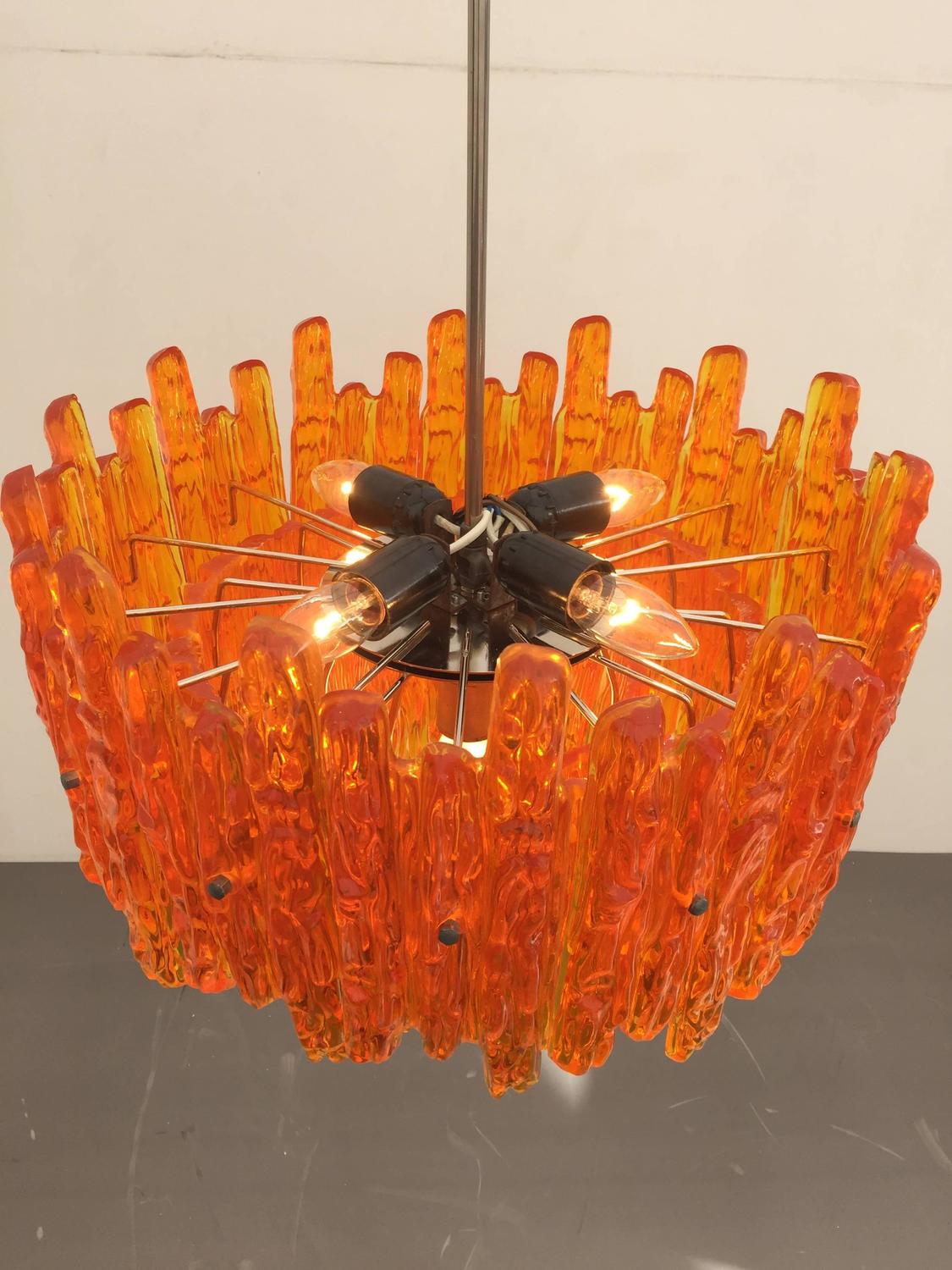 Orange Acrylic Icicle Chandelier in the Manner of Kalmar For Sale at ...