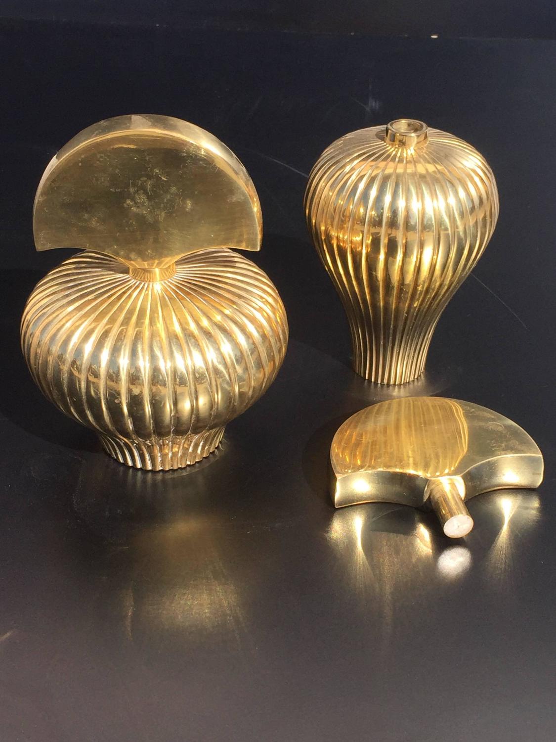 Pair of Brass Decorative Perfume Bottles at 1stdibs