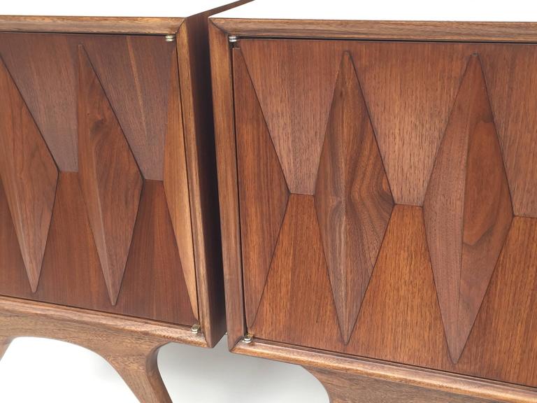 Albert Parvin Sculptural Diamond Front Nightstands for American of ...