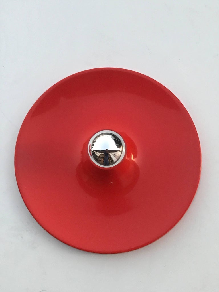 German Fire Red Disk Flush Mount Lights For Sale at 1stDibs
