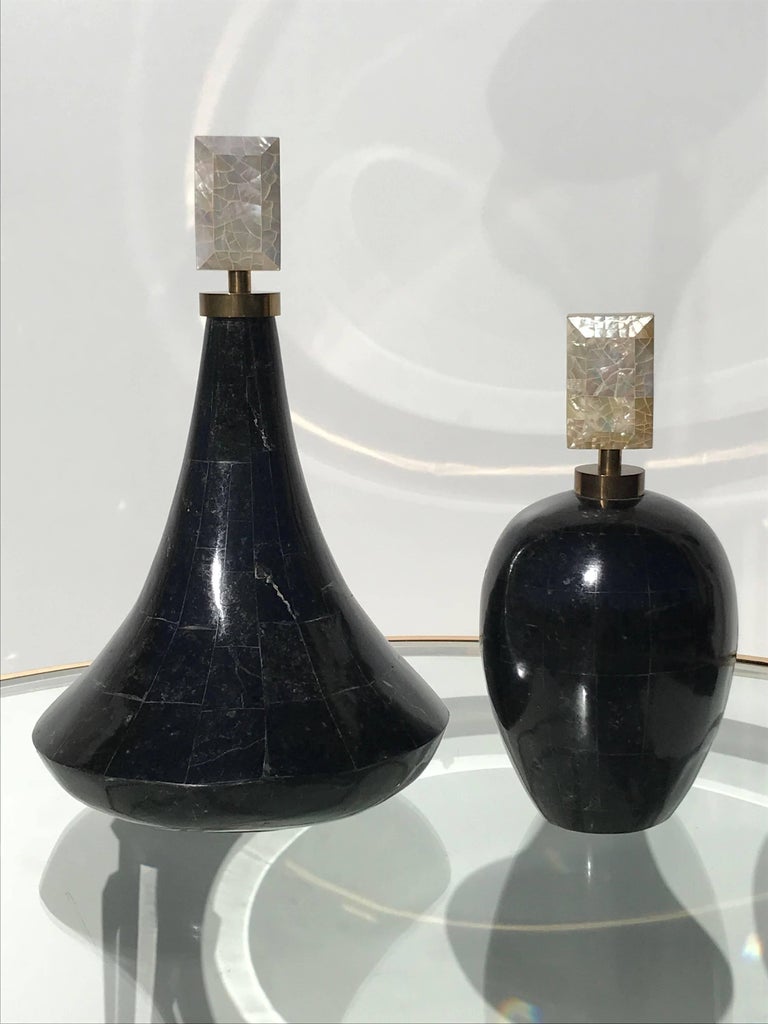 Two Tessellated Stone Decorative Perfume Bottles For Sale at 1stDibs ...