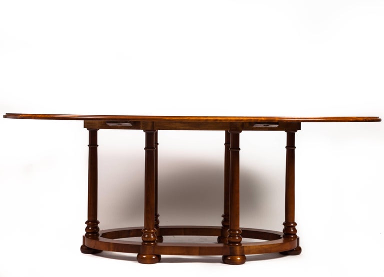 Custom Tiger Maple Oval Dining Table For Sale at 1stDibs