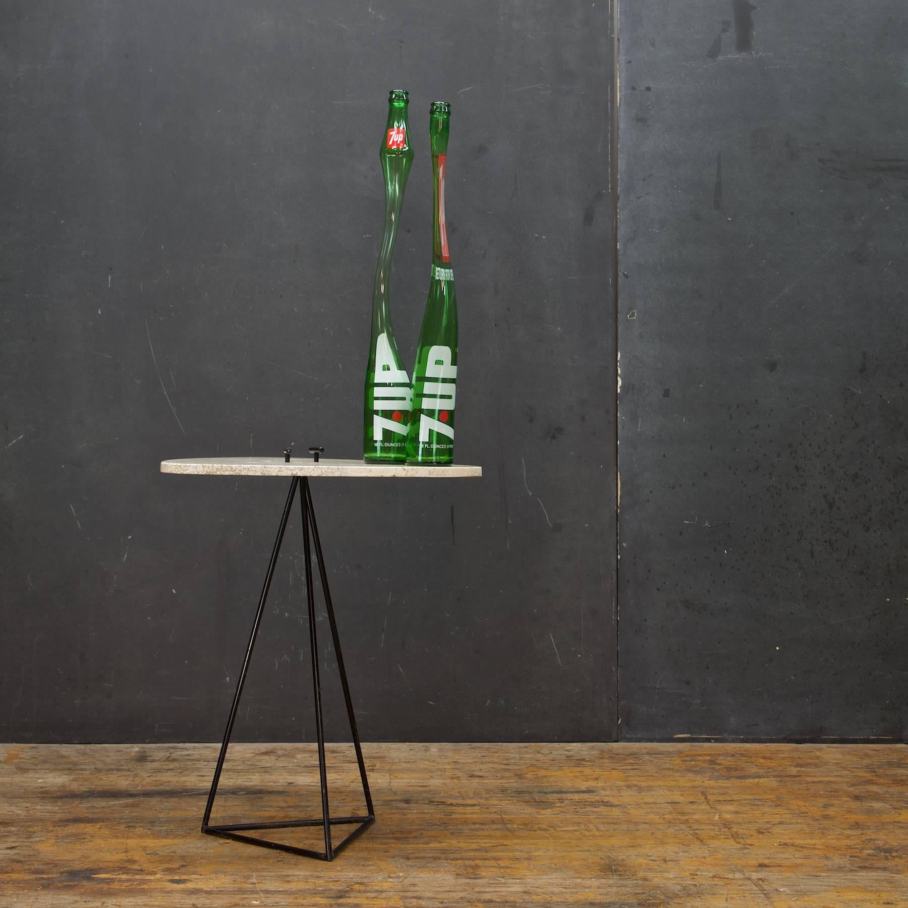 Travertine Marble and Iron Rod Petite Wedge Table at 1stDibs