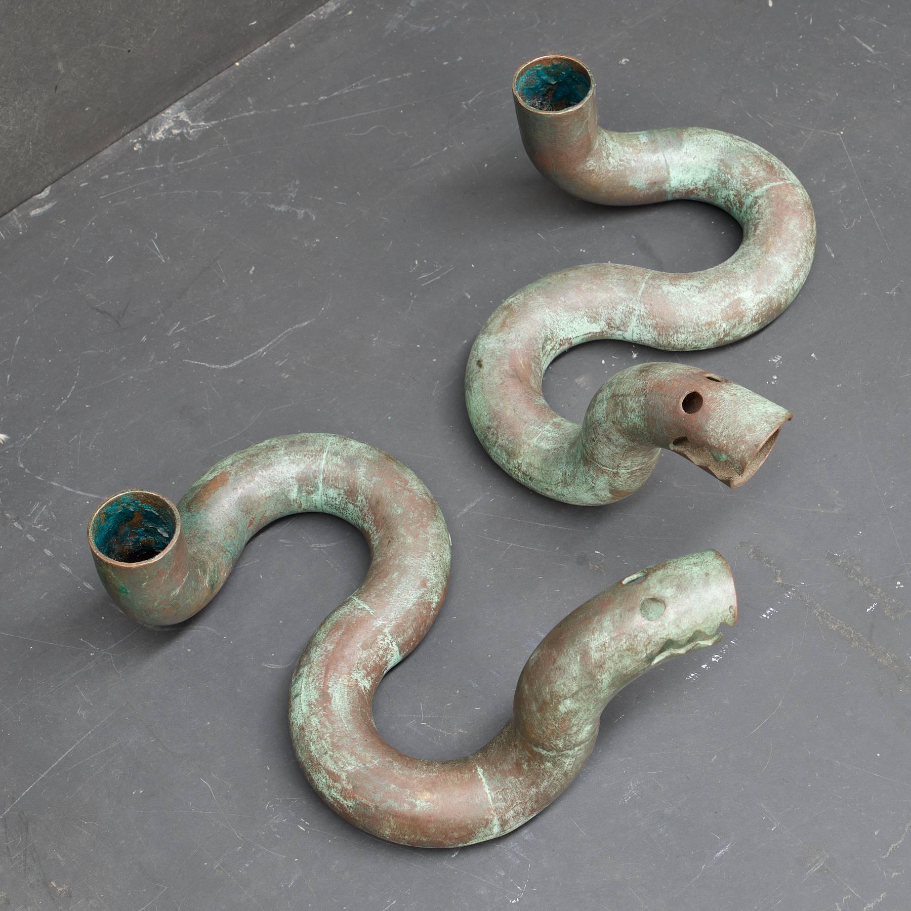 Jonathan Bonner Bronze Snake Figural Candleholders at 1stDibs ...