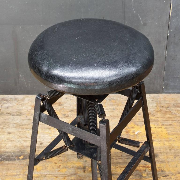 Rare Vintage Industrial Architects Black Drafting Spring Stool at 1stDibs