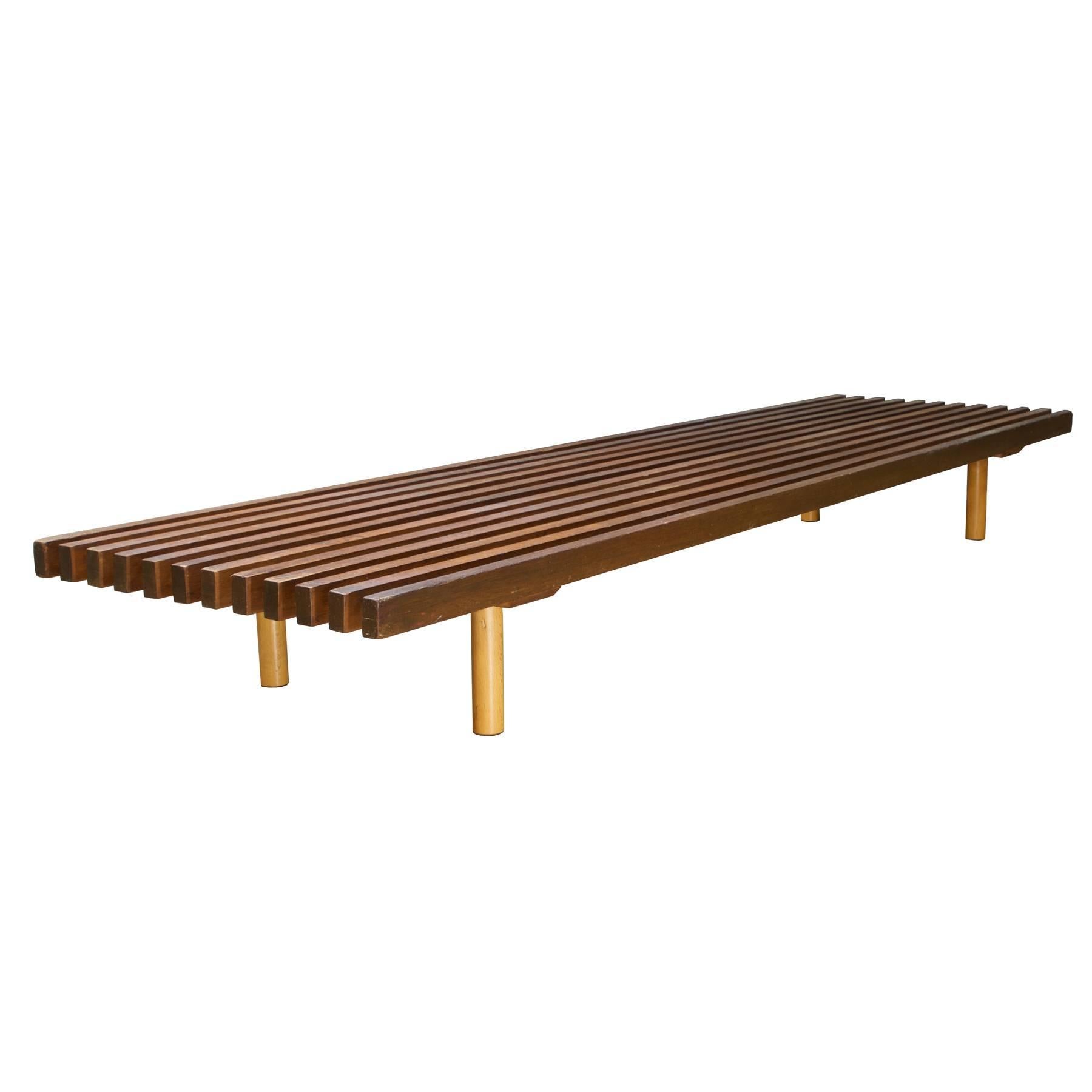 Vintage Mid-Century 1950s Mahogany Low Slat Bench Platform Prouve ...