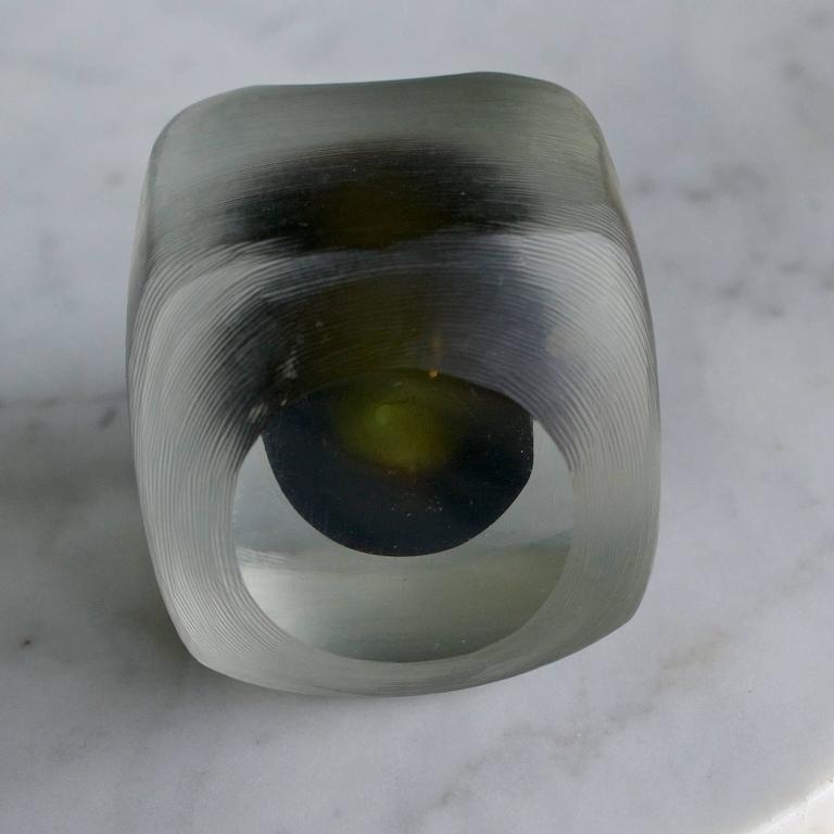 Venini Caliari Inciso Eyeball Cube Paperweight For Sale at 1stDibs