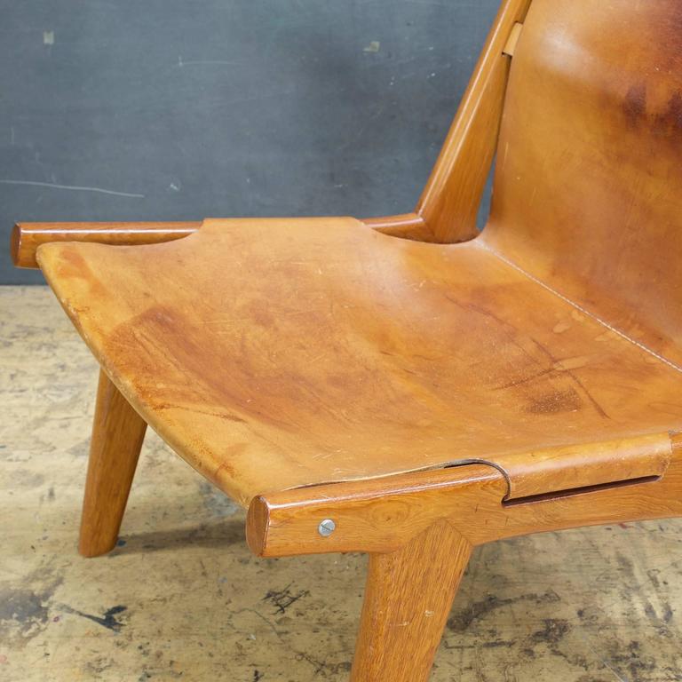 Hunting Lounge Chair by Uno and Osten Kristiansson in Oak Leather Sling ...