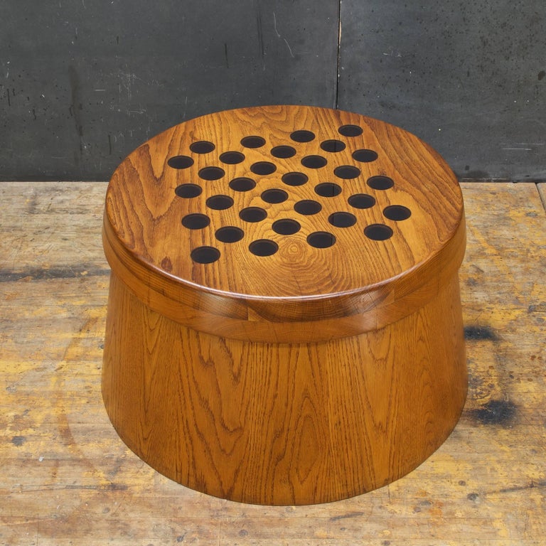 1950s Oak Chessboard Table+Chess Set Barrel Rustic Scandinavian Wegner ...