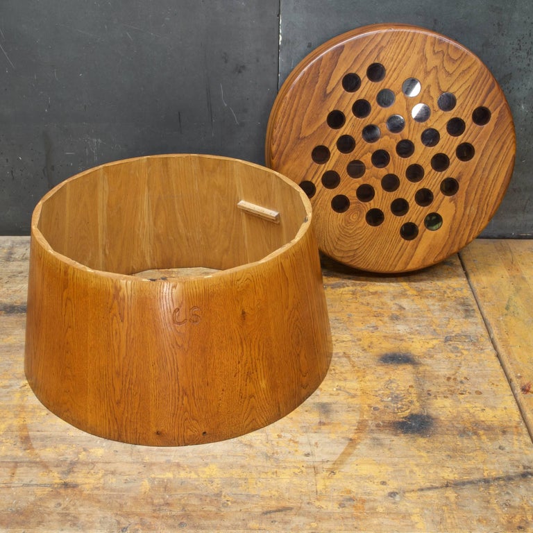 1950s Oak Chessboard Table+Chess Set Barrel Rustic Scandinavian Wegner ...